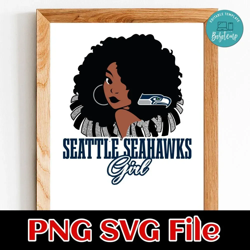 Seattle Seahawks girl PNG SVG file template | Bobotemp