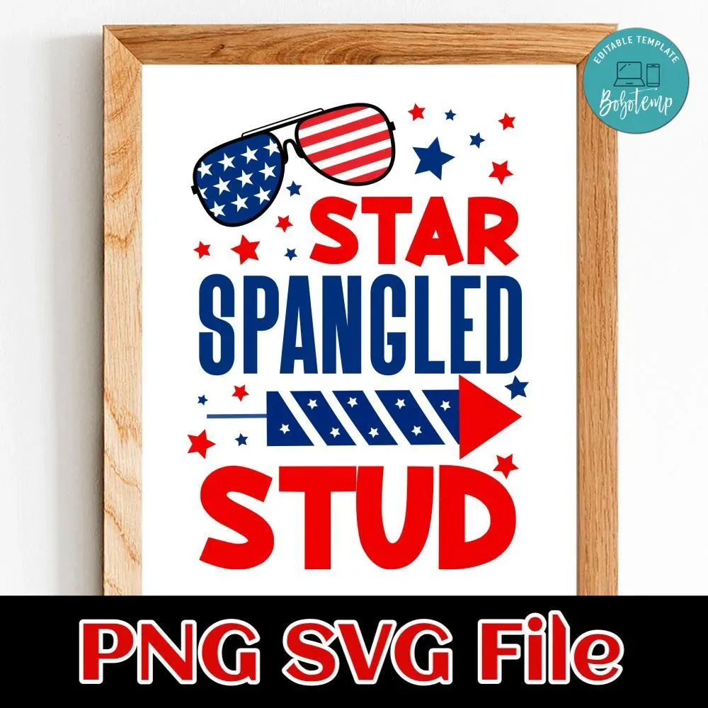 Star Spangled Stud SVG PNG Customizable | Bobotemp