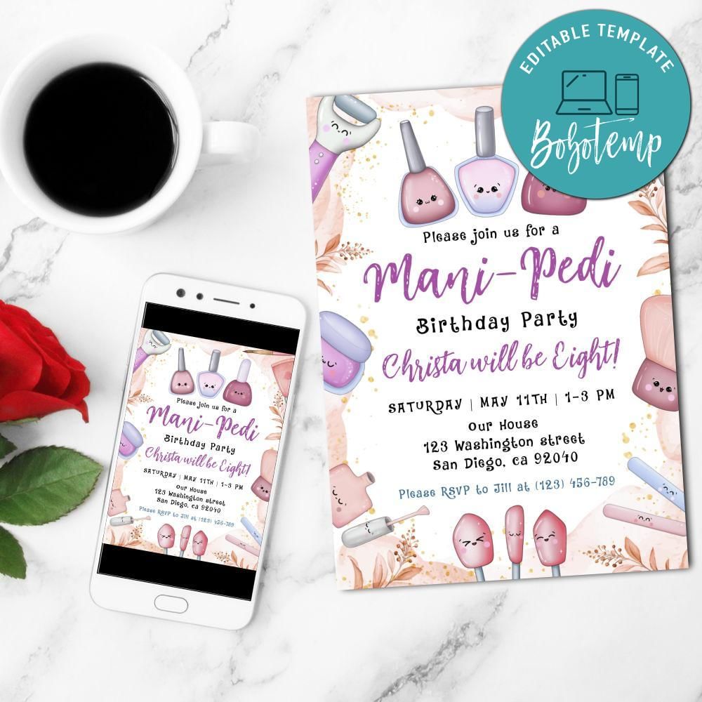 Mani pedi Invitation Template Customizable | Bobotemp