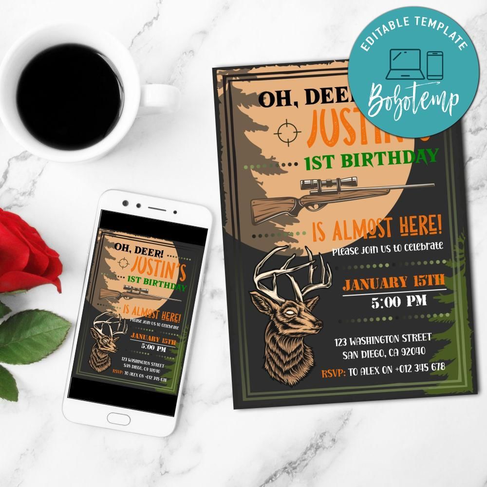Hunting Invitation Template Customizable DIY | Bobotemp