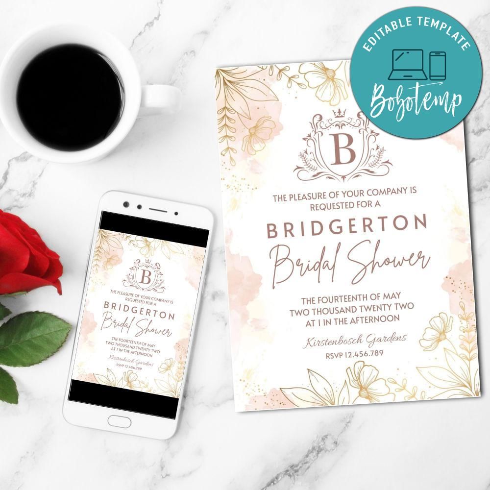 Bridgerton Invitation Template Customizable Instant Download 