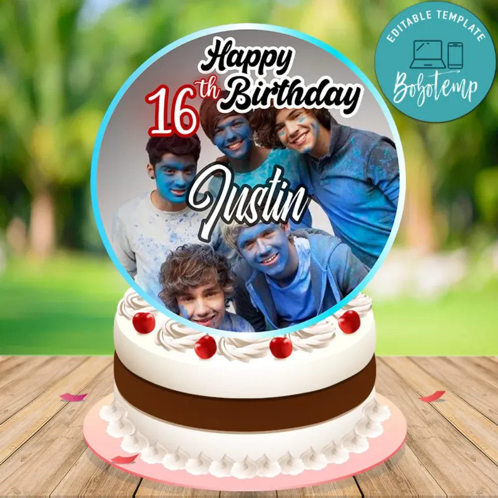 One Direction Birthday Cake Topper Template Printable DIY | Bobotemp