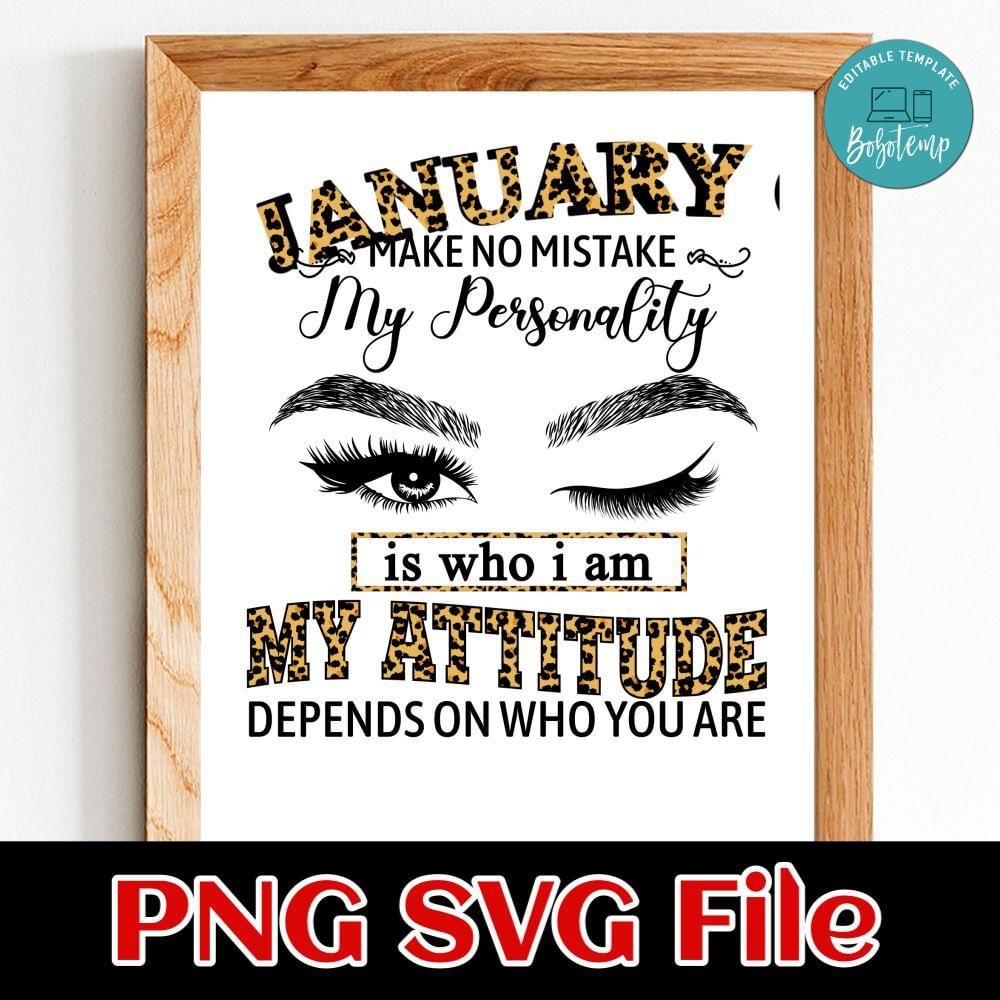 January girl Leopard PNG SVG file template | Bobotemp