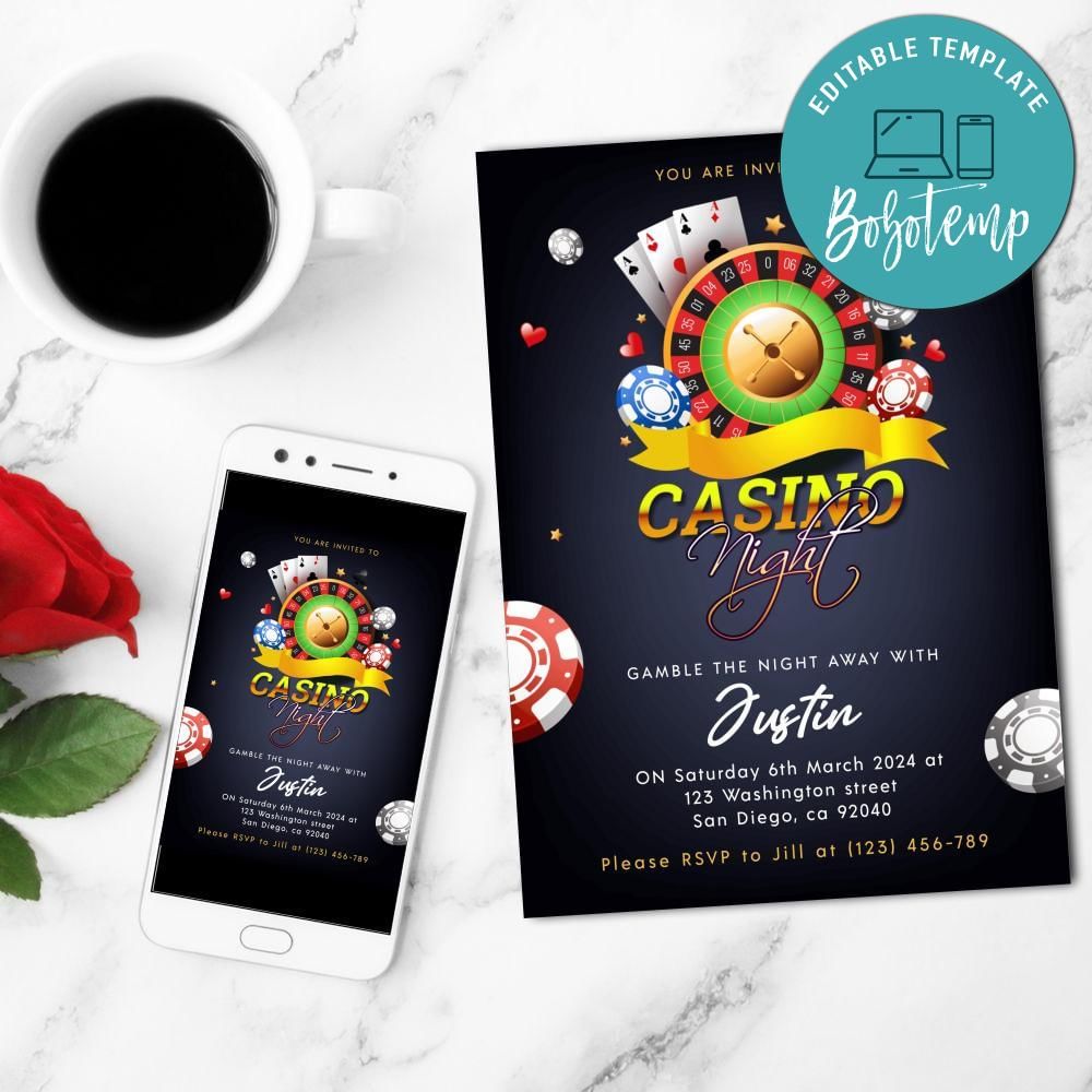 Roulette Invitation Template Customizable DIY | Bobotemp