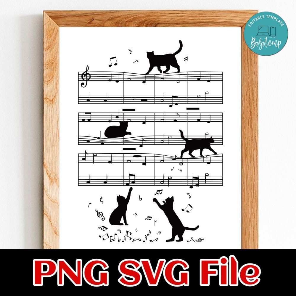 Black Cat Music SVG PNG | Bobotemp
