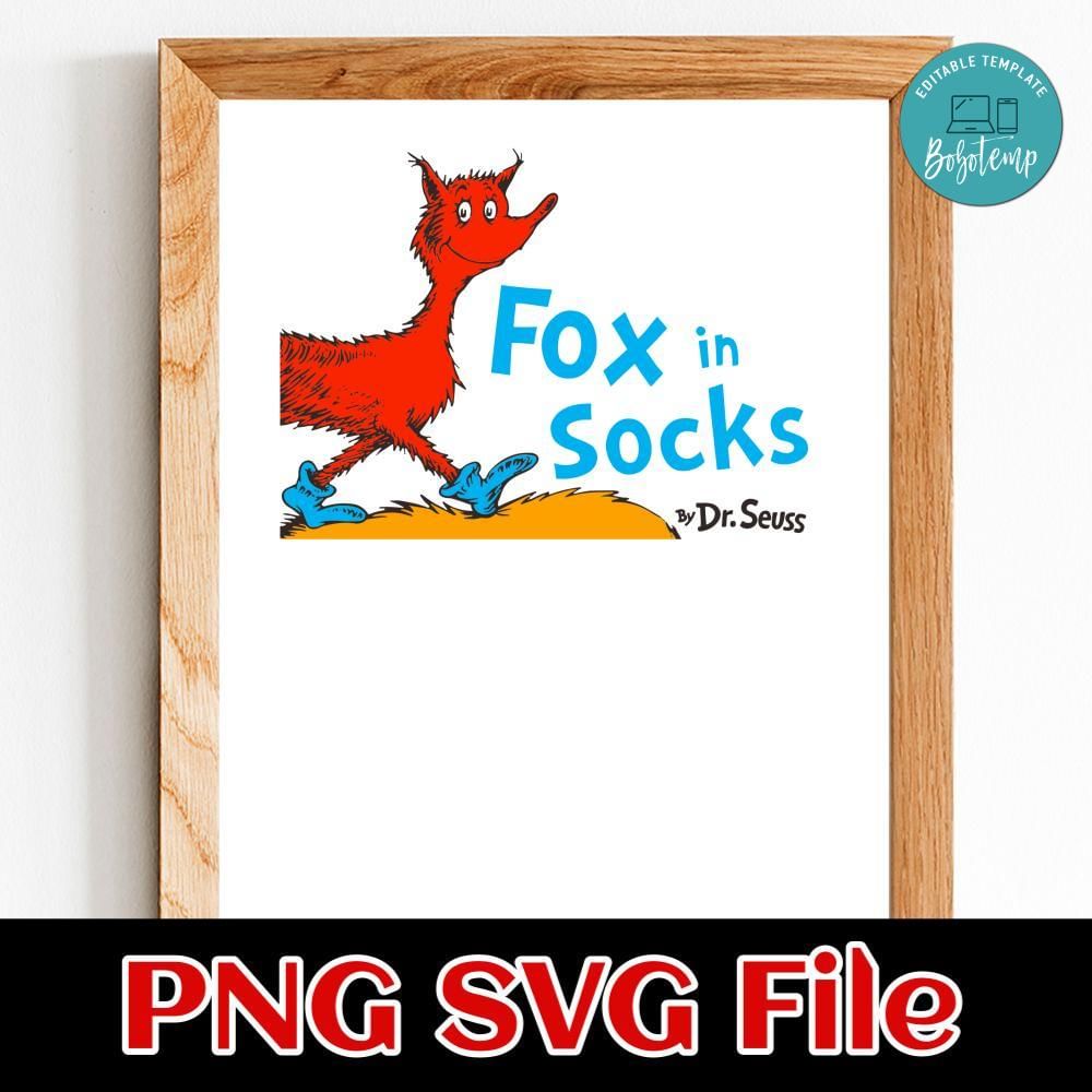 Fox In Socks Dr Seuss PNG SVG file template | Bobotemp