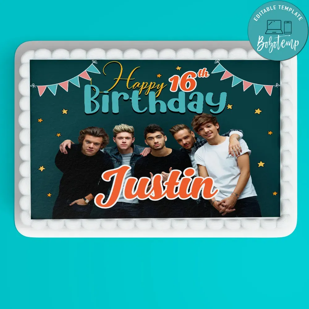One Direction Centerpiece Customizable Template Instant Download | Bobotemp