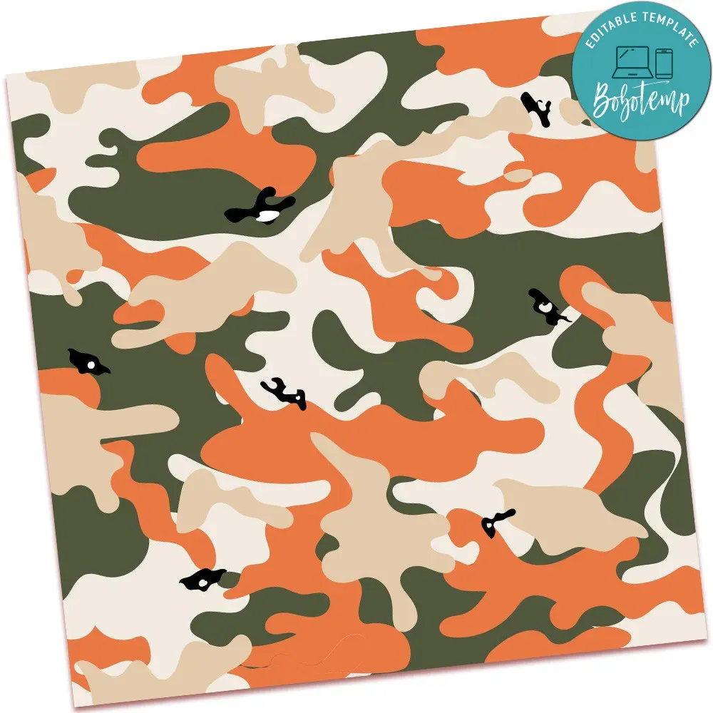 Orange camouflage Pattern PNG file template | Bobotemp
