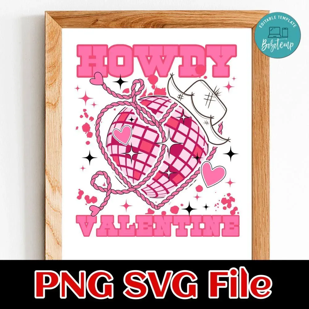 Howdy Valentine's Day PNG SVG file template | Bobotemp