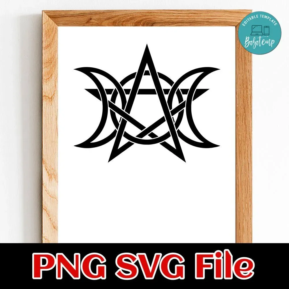 Triple Moon Pentagram SVG PNG | Bobotemp