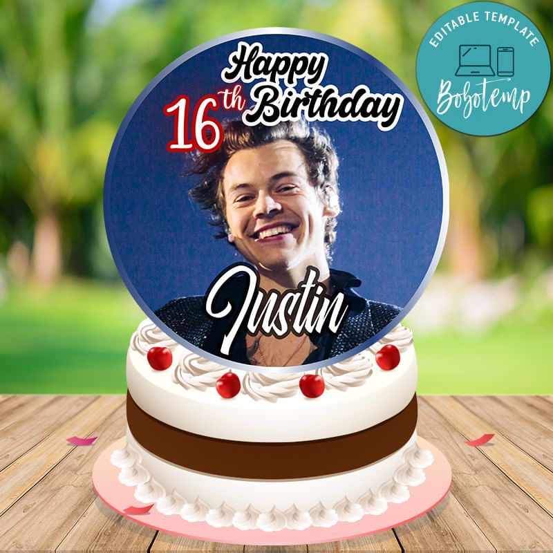 Harry Styles Birthday Cake Topper Template Printable DIY | Bobotemp
