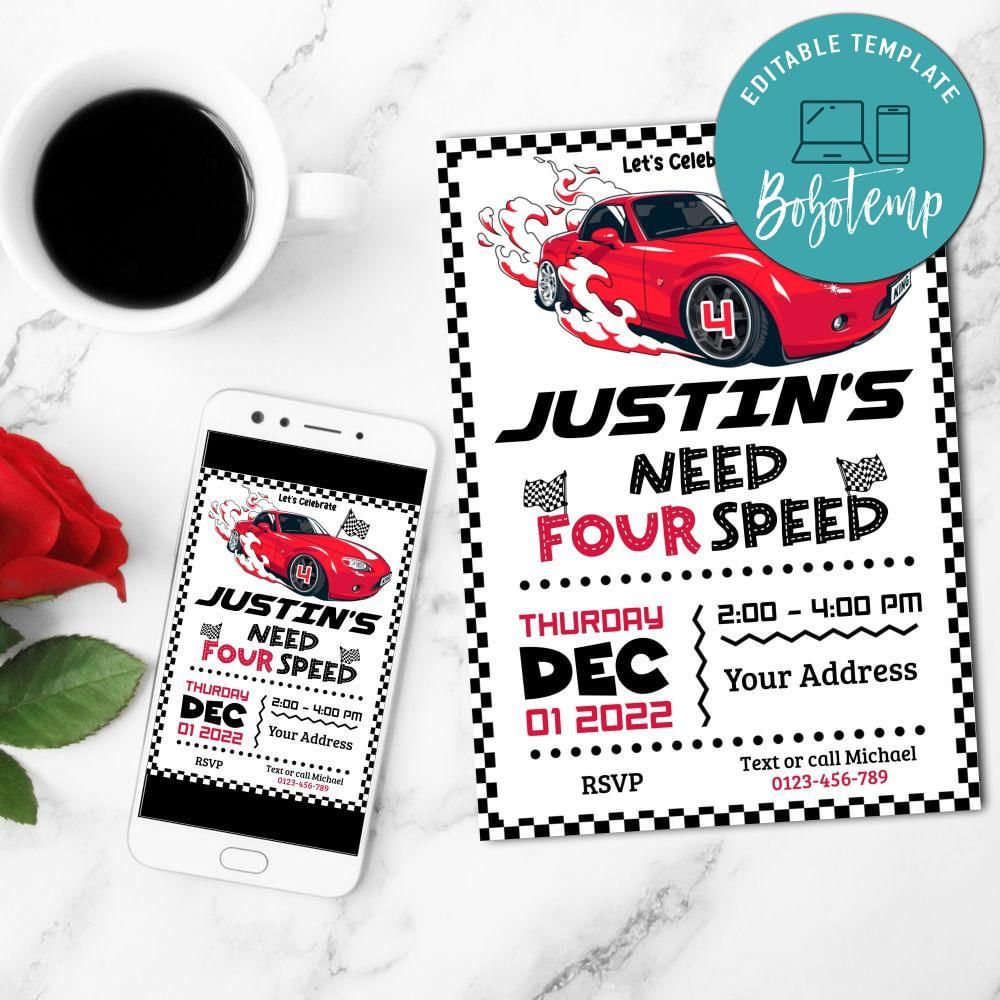 Need Four Speed Invitation Template Customizable Instant Download ...