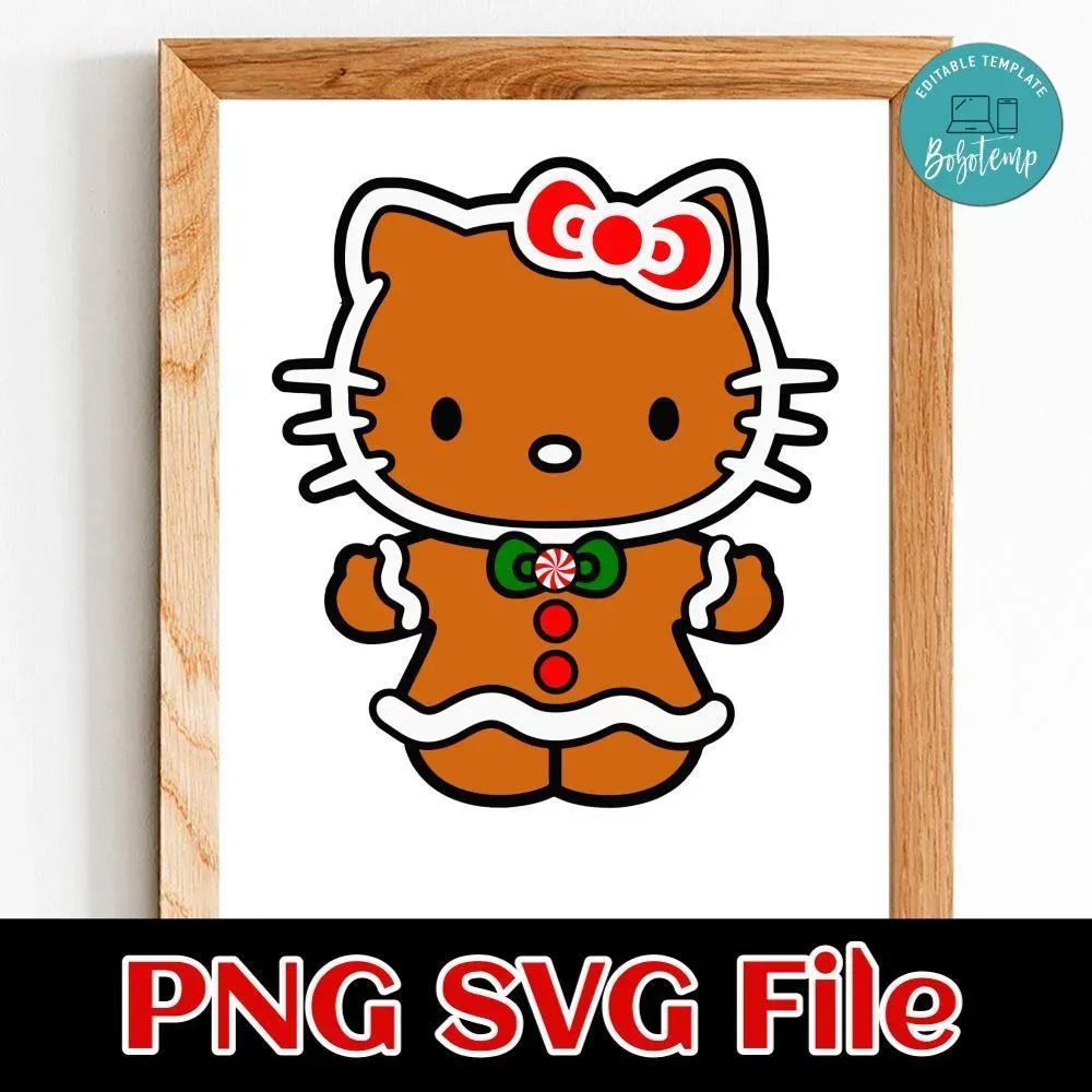 Hello Kitty Gingerbread Christmas SVG Customizable | Bobotemp