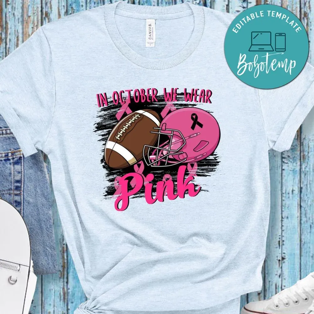 In October We Wear Pink Football PNG file template | Bobotemp
