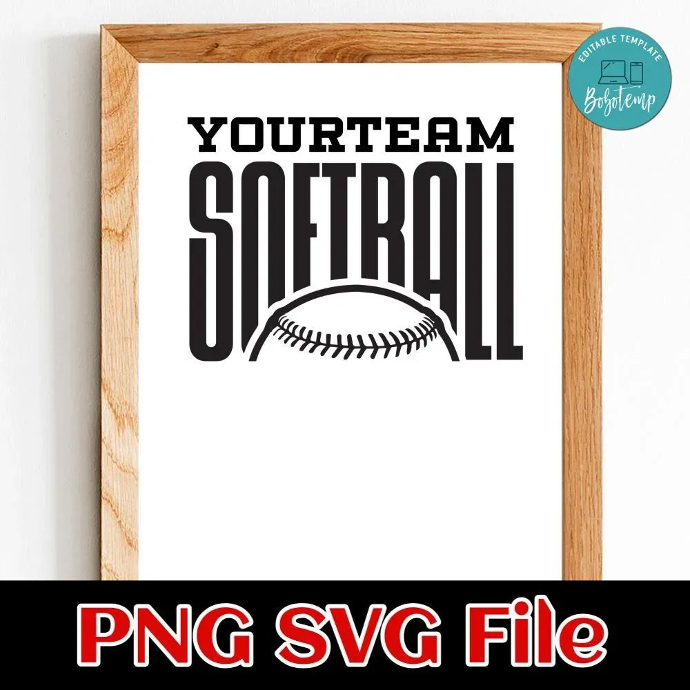 Softball custom Name PNG SVG design template | Bobotemp