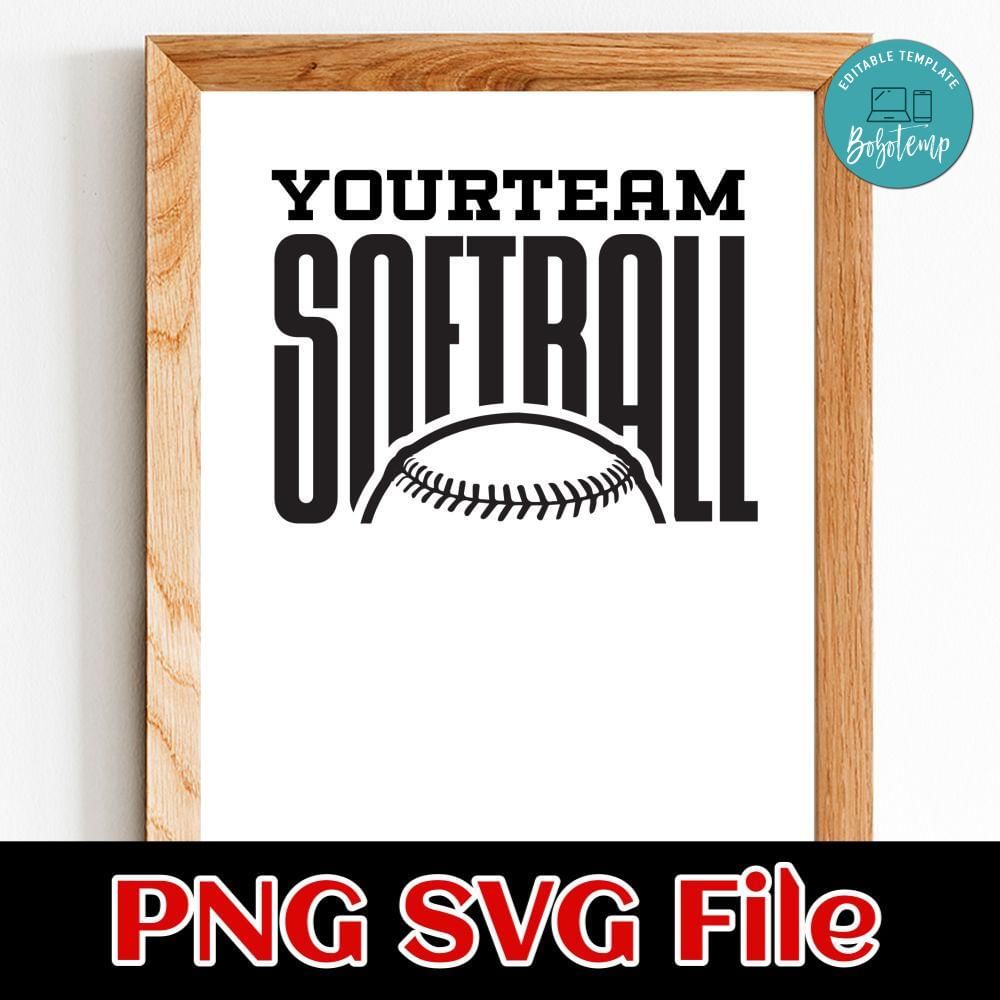 Softball custom Name PNG SVG design template | Bobotemp
