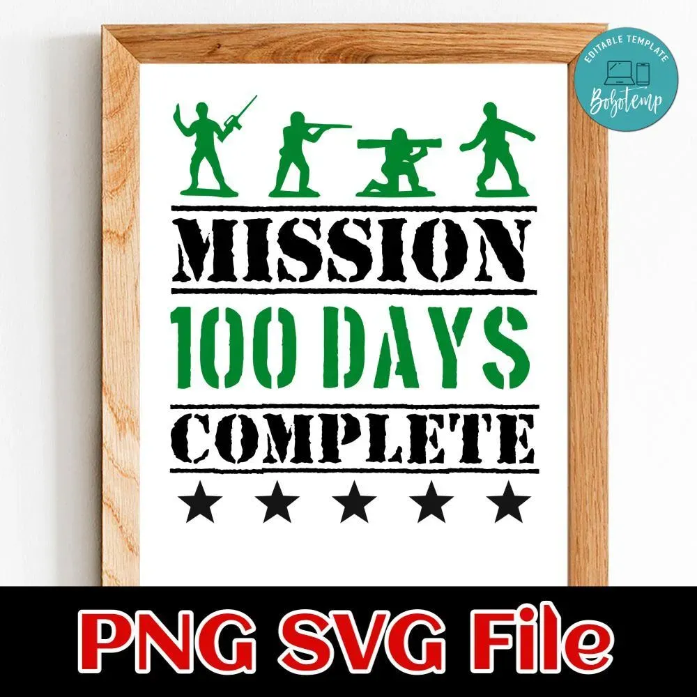 Mission 100 days complete PNG SVG file template | Bobotemp