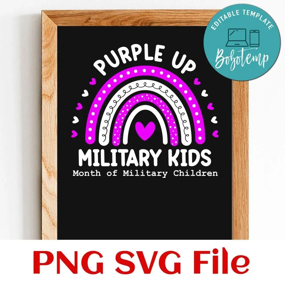 Purple up Month of Military Children PNG SVG design template | Bobotemp