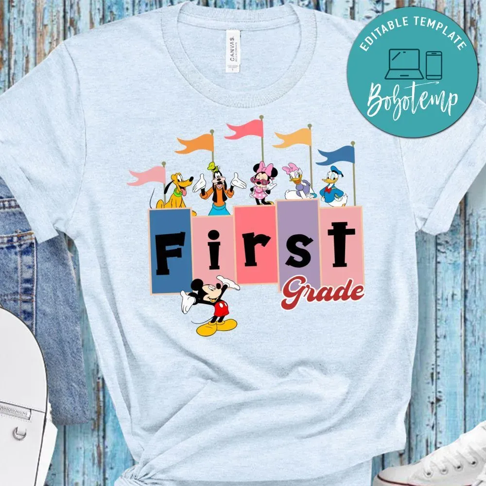 First Grade Disney School PNG file template | Bobotemp