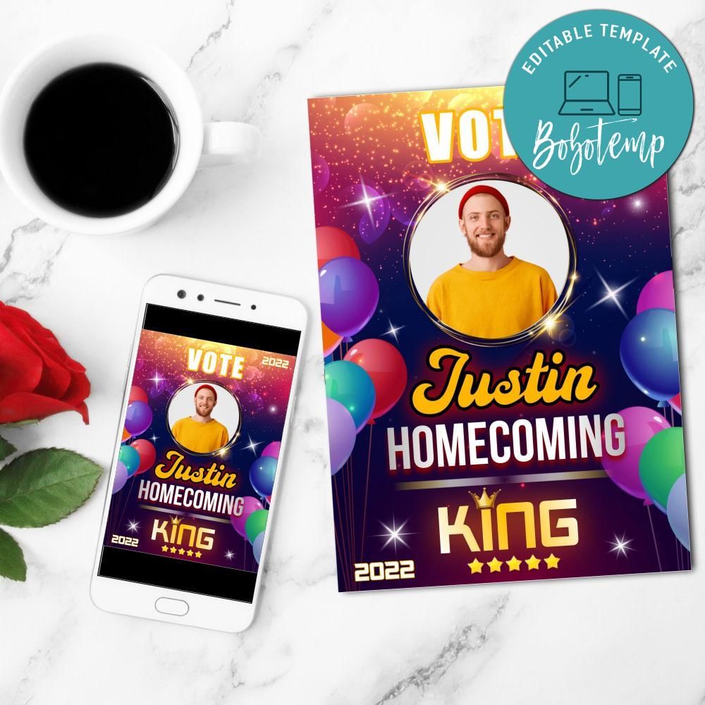 Vote Homecoming King Social Media Flyer custom template DIY | Bobotemp Shop