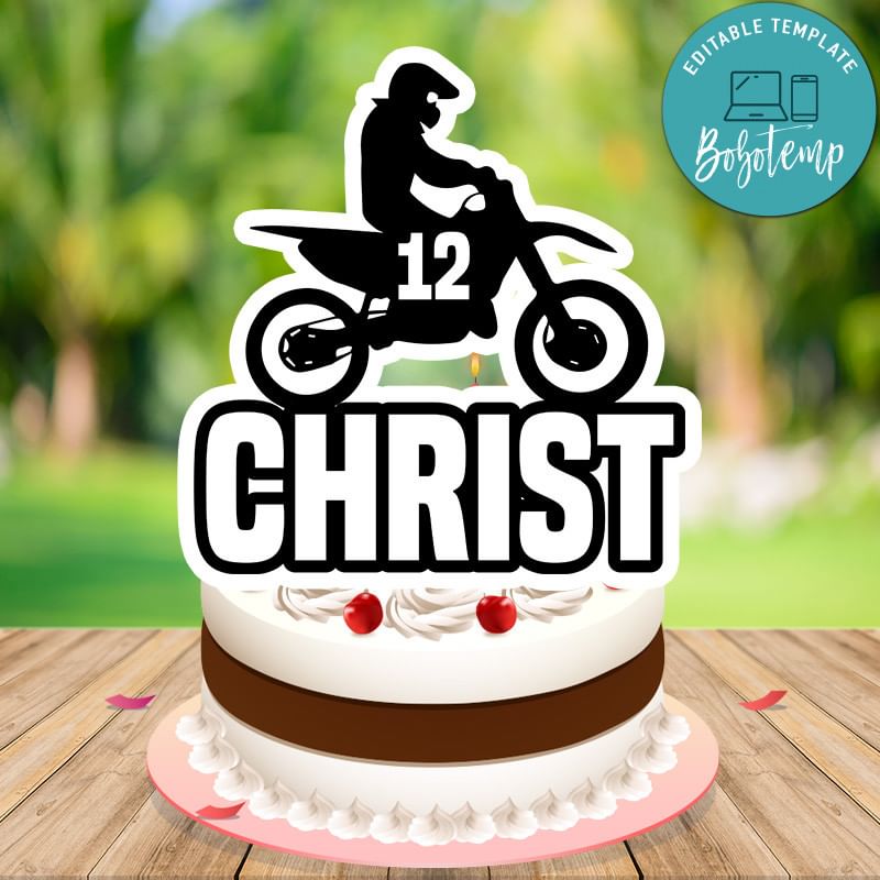 Motocross Birthday Cake Topper Template Printable DIY | Bobotemp