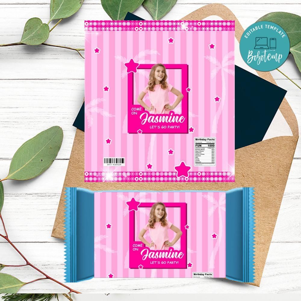 Girl Birthday Candy bar Customizable template DIY | Bobotemp