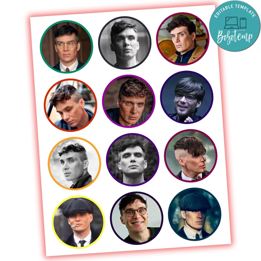 Cillian Murphy Cupcake Toppers Template Printable DIY | Sportspartydesign