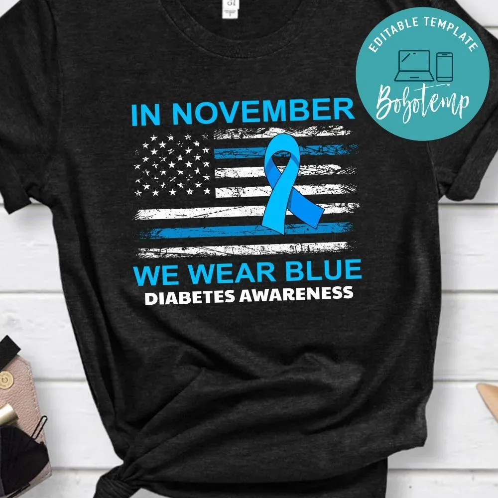 In November We Wear Blue Diabetes Awareness PNG file template | Bobotemp