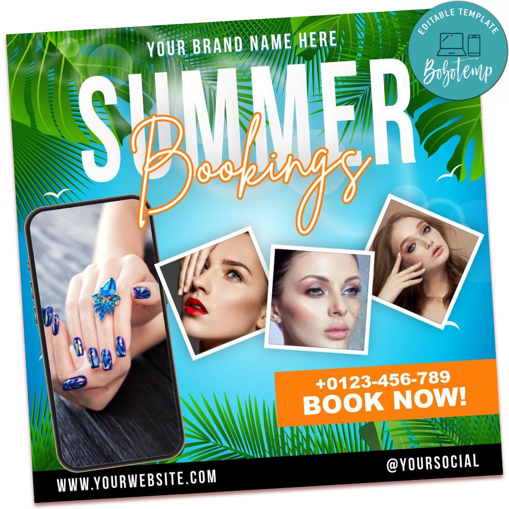 Summer Booking Flyer Template Customizable DIY | Bobotemp